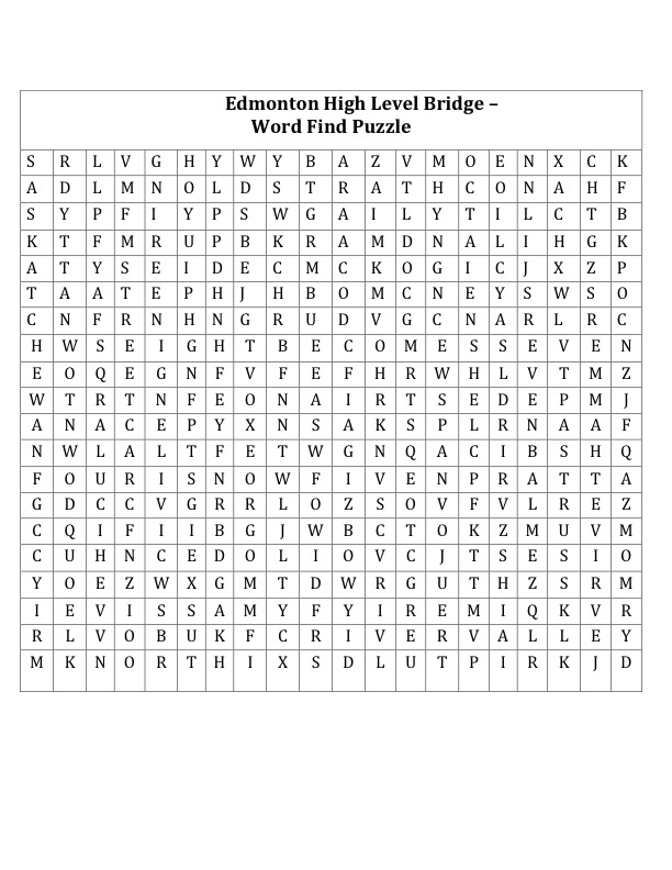 GC63R4M HIGH LEVEL BRIDGE OF EDMONTON - WORD FIND PUZZLE (Unknown Cache ...